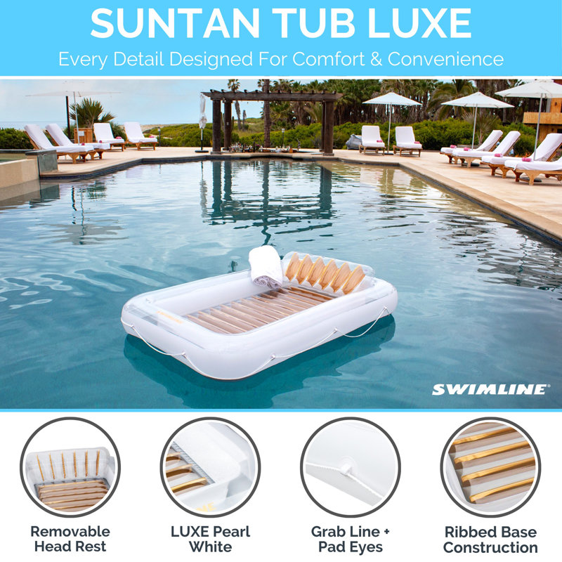 Swimline Luxe Edition Inflatable Suntan Floating Pool Lounger, White ...