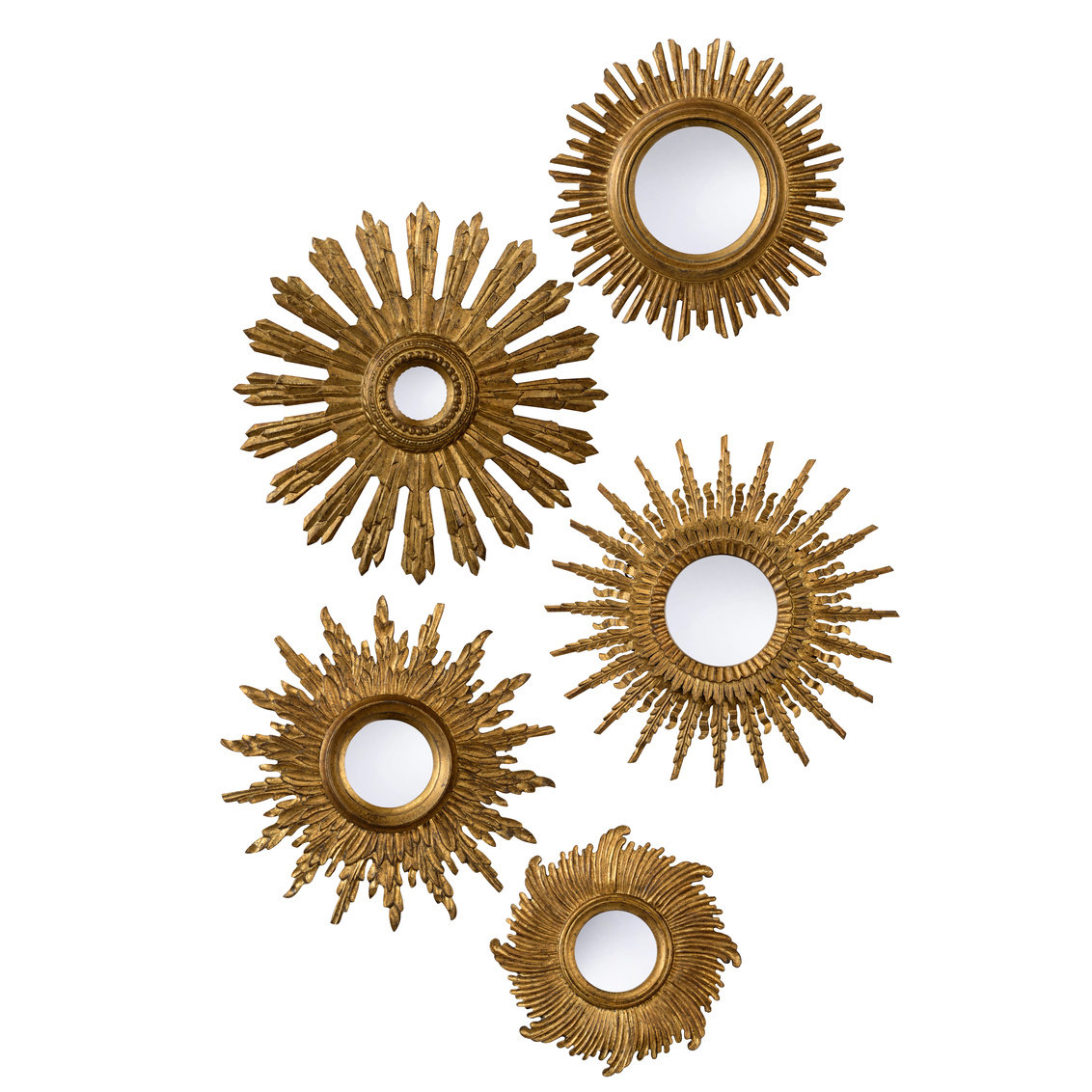 Chelsea House Set Of Five Gold Starburst Mirrors | Wayfair