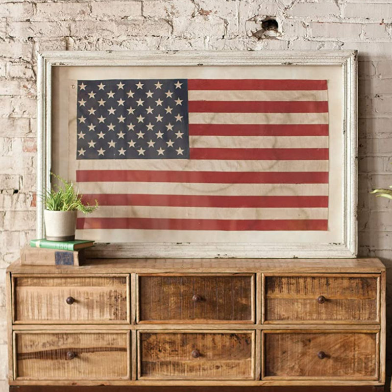 Kalalou Large Framed American Flag Under Glass | Wayfair