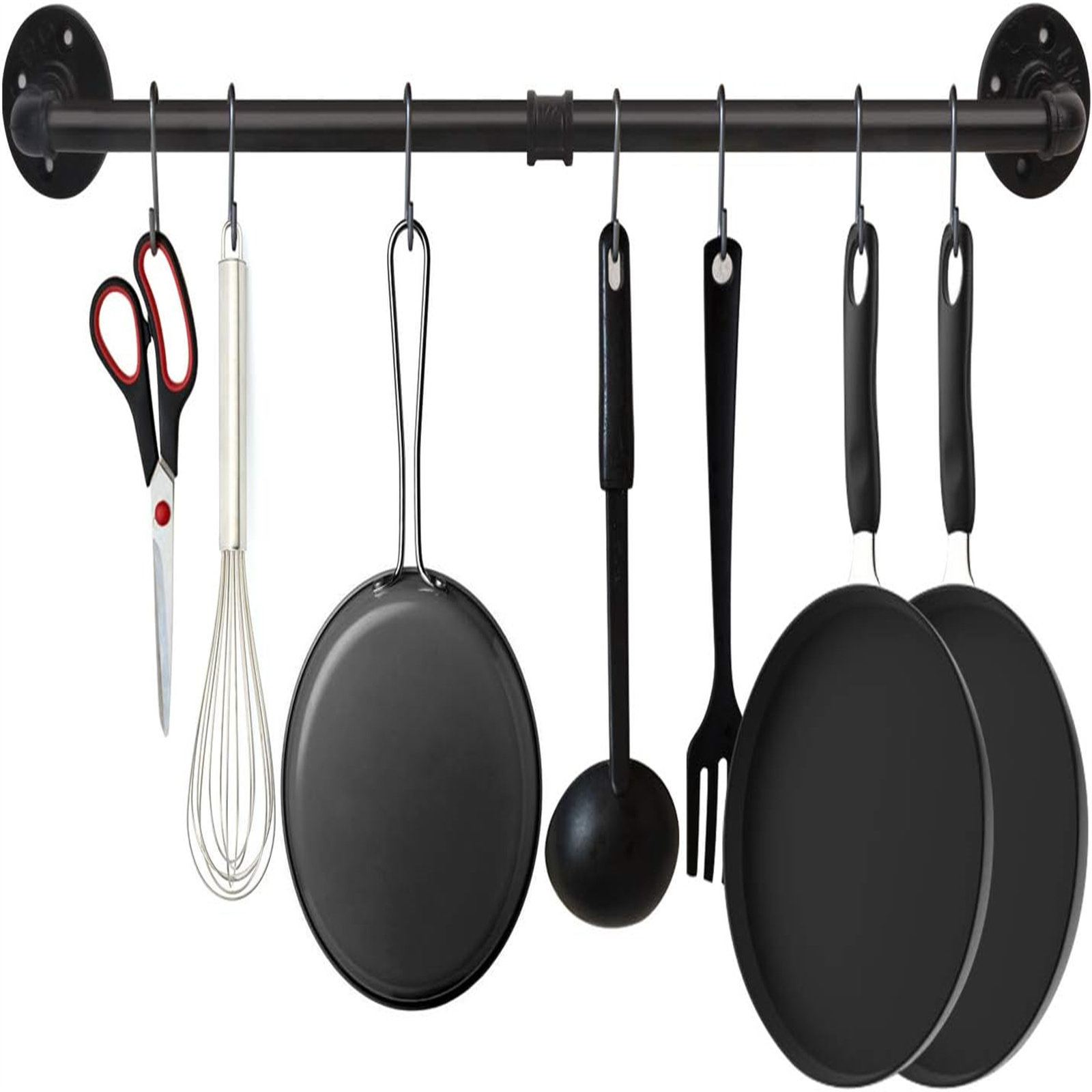Williston Forge Industrial Pipe Pot Bar Rack With 15 S Hooks Rustic ...