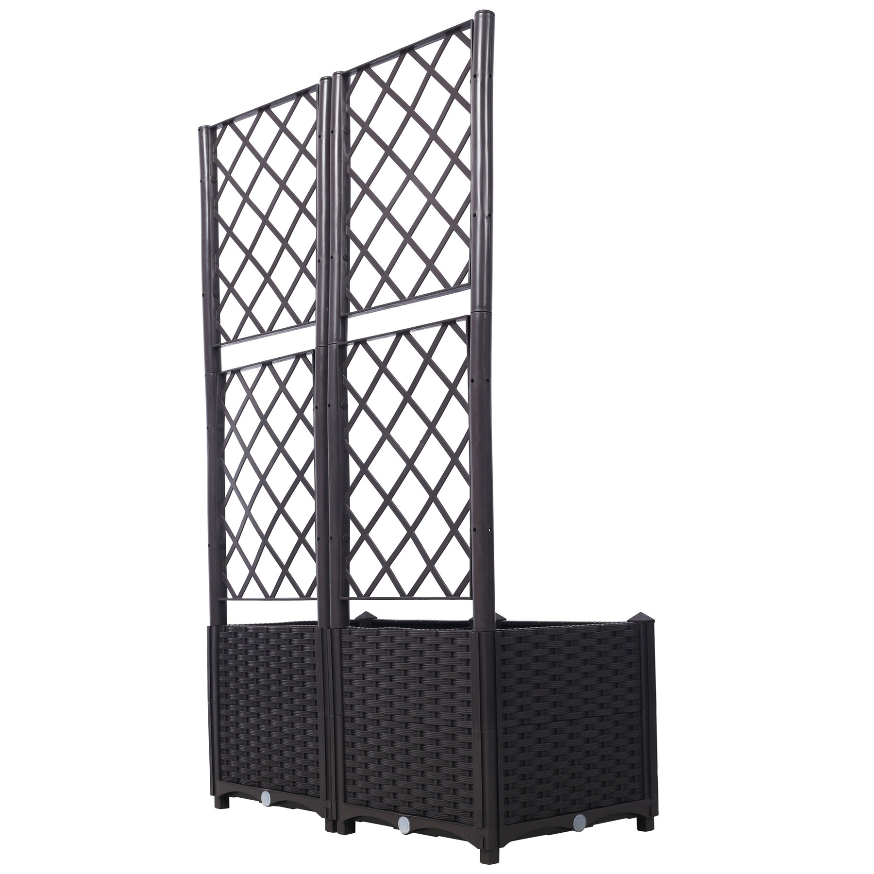 Arlmont & Co. Poly Rattan Trellis Raised Bed with Removable Pots | Wayfair