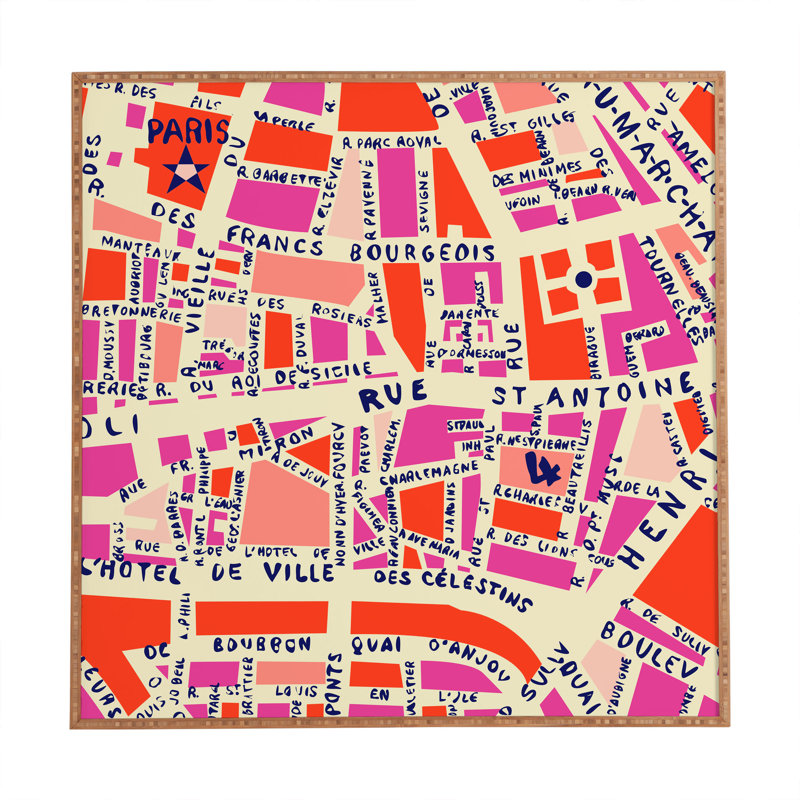 Latitude Run® 'Paris Map' - Framed Graphic Art Print on Metal & Reviews ...