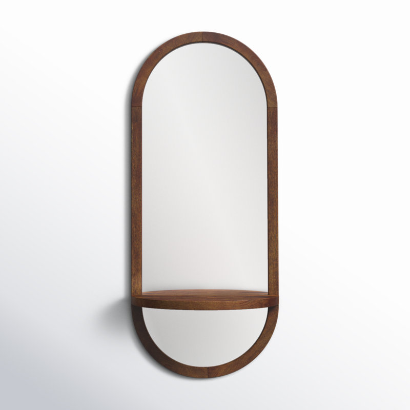 Birch Lane™ Meliora Wood Framed Capsule Mirror with Shelf & Reviews ...