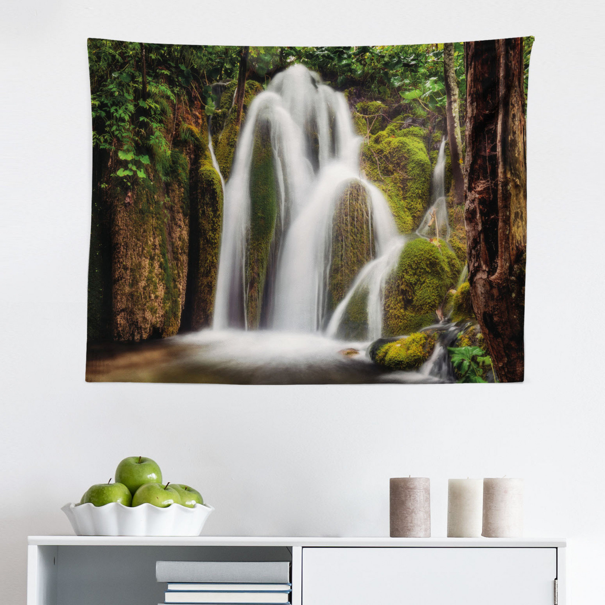 East Urban Home Waterfall Tapestry, Epic Waterfall Down The Cliffs Deep ...