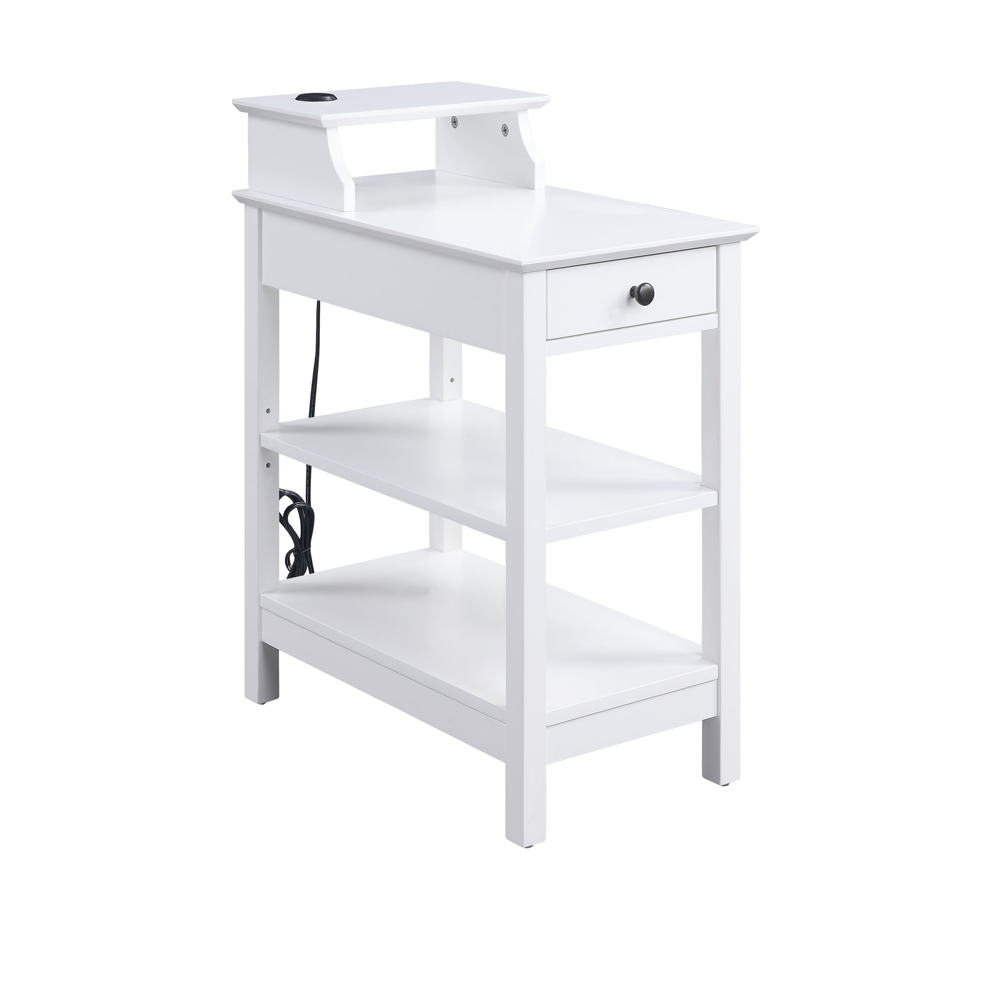 Winston Porter Accent Table With , White Finish, Drawer & Different ...