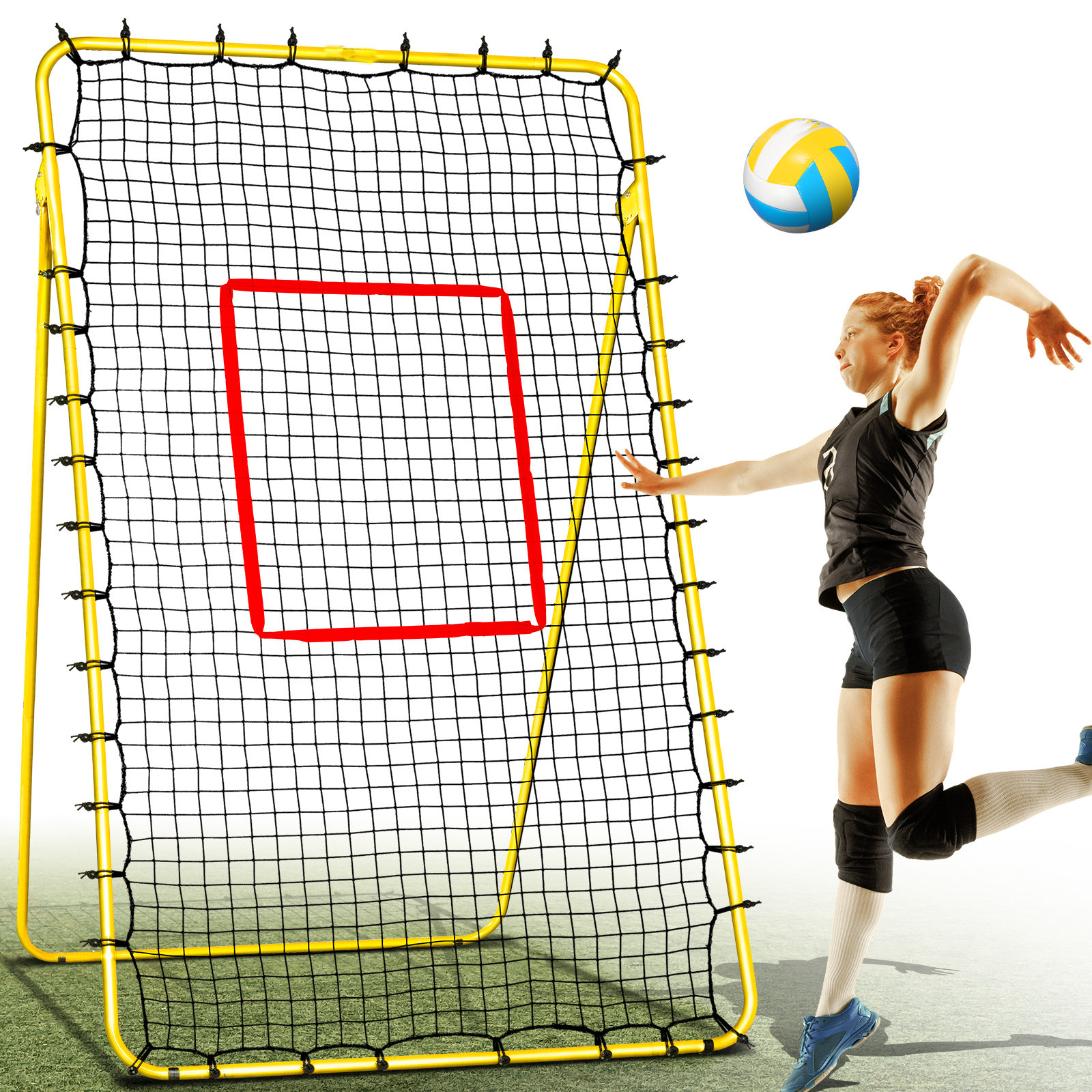 ECOSUB 7X4ft Volleyball Rebounder Net,Angle Adjustable Volleyball Training Equipment For Hitting ...