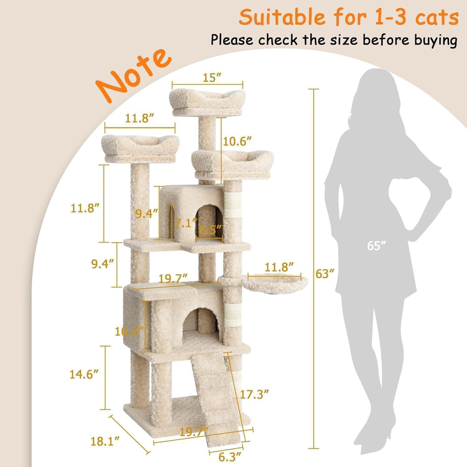 Tucker Murphy Pet™ 63Inch Cat Tree,Multi-Level Large Cat Tree for Large ...