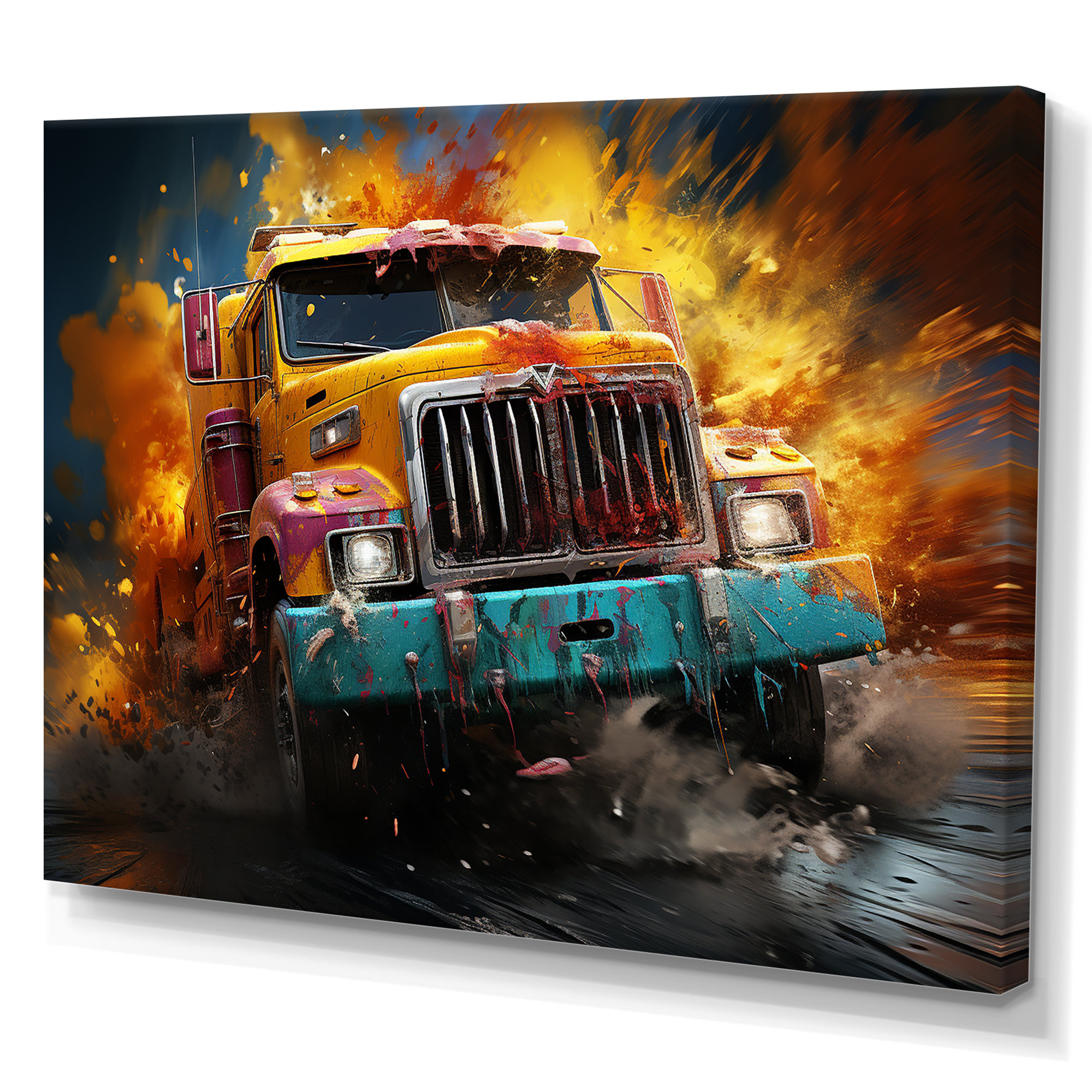 Design Art Expressionist Monster Truck Fury II On Canvas Print | Wayfair
