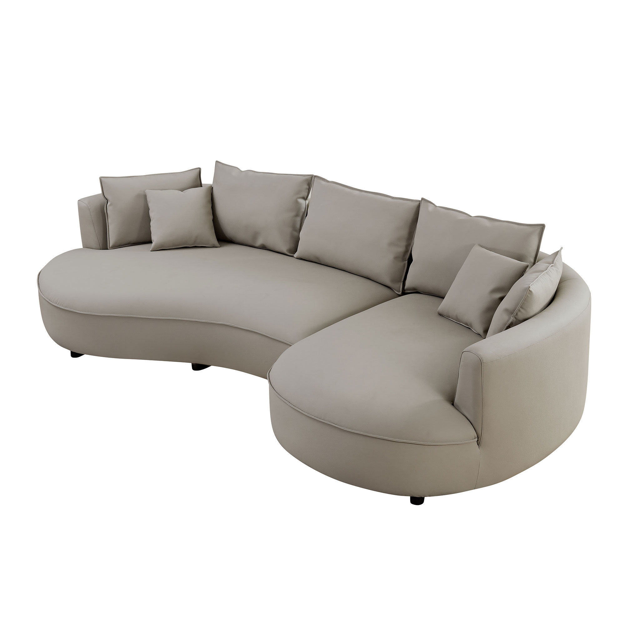 Man Wah Light grey 5-seat curved sectional: modern upholstered eco ...