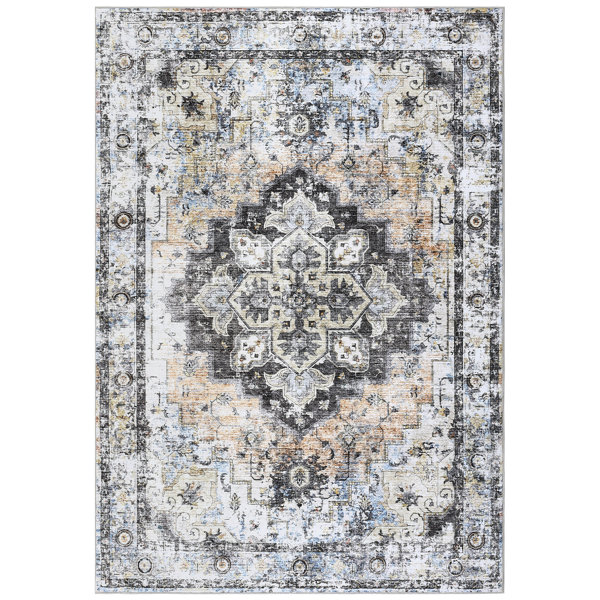 Fleur De Lis Living Retro Oriental Aesthetics Floral Printed Area Rug ...