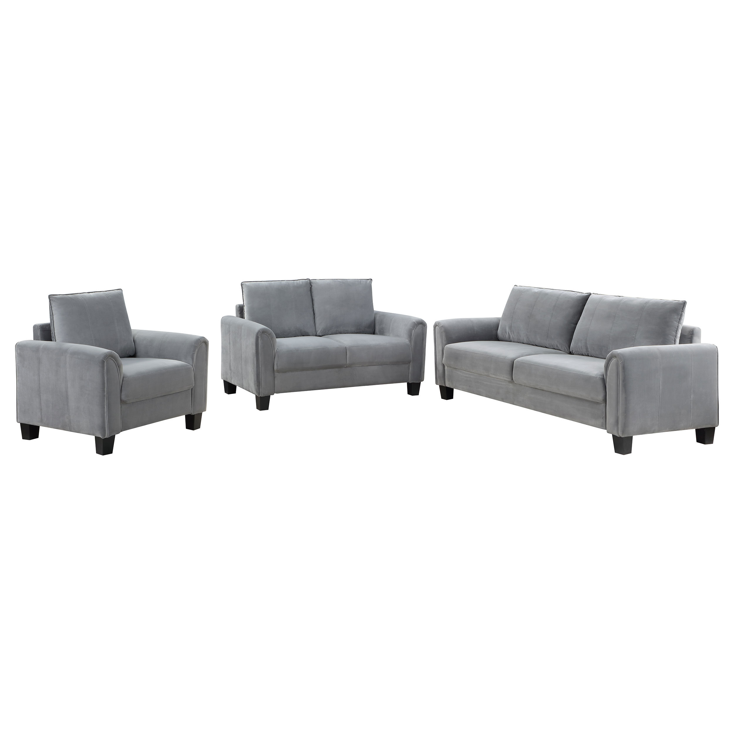 Mercer41 Exceptional Quality - Calloway 3-Piece Upholstered Rolled Arm ...