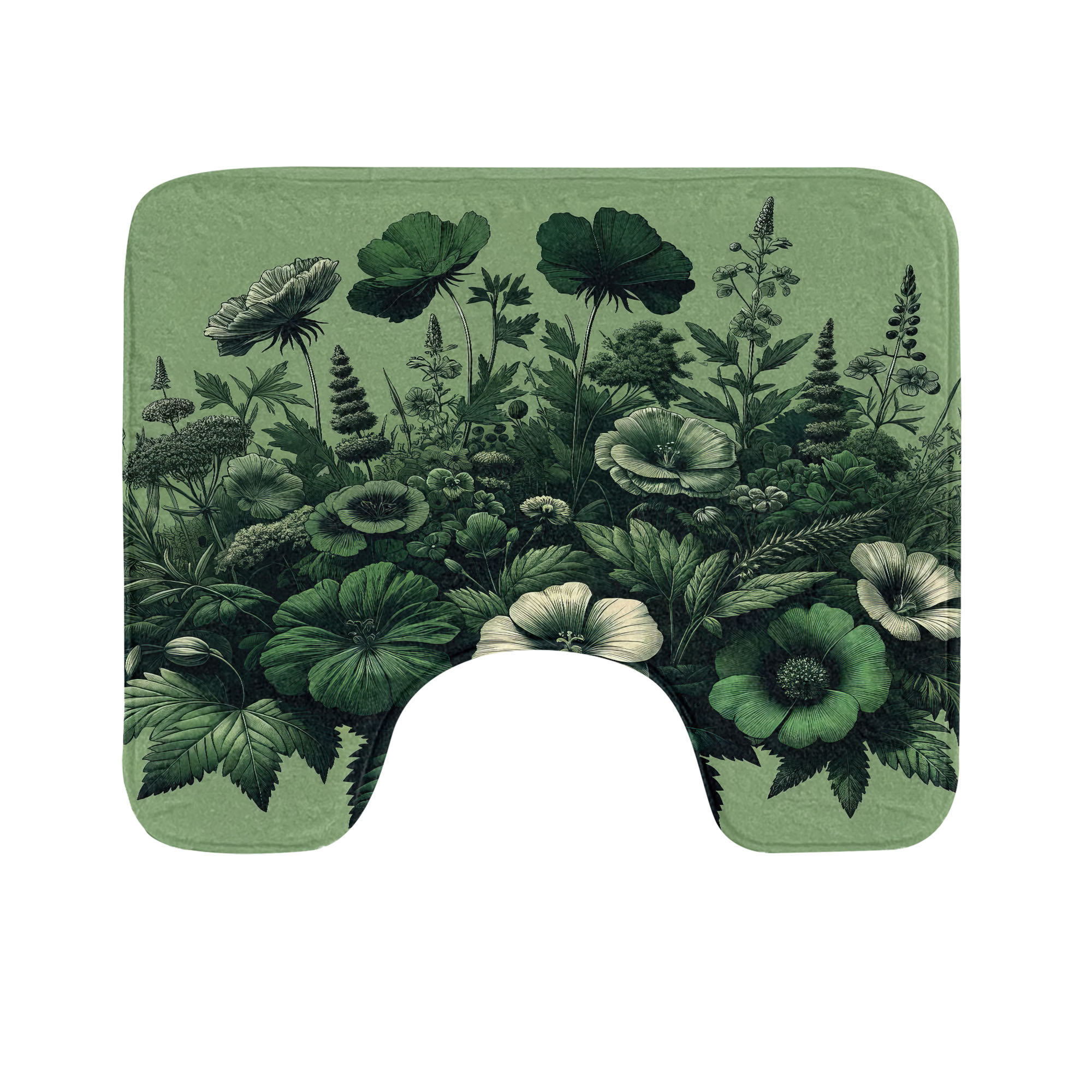 Winston Porter Dark Green Toilet Mat U-Shape Bathroom Rug 20" Emerald ...