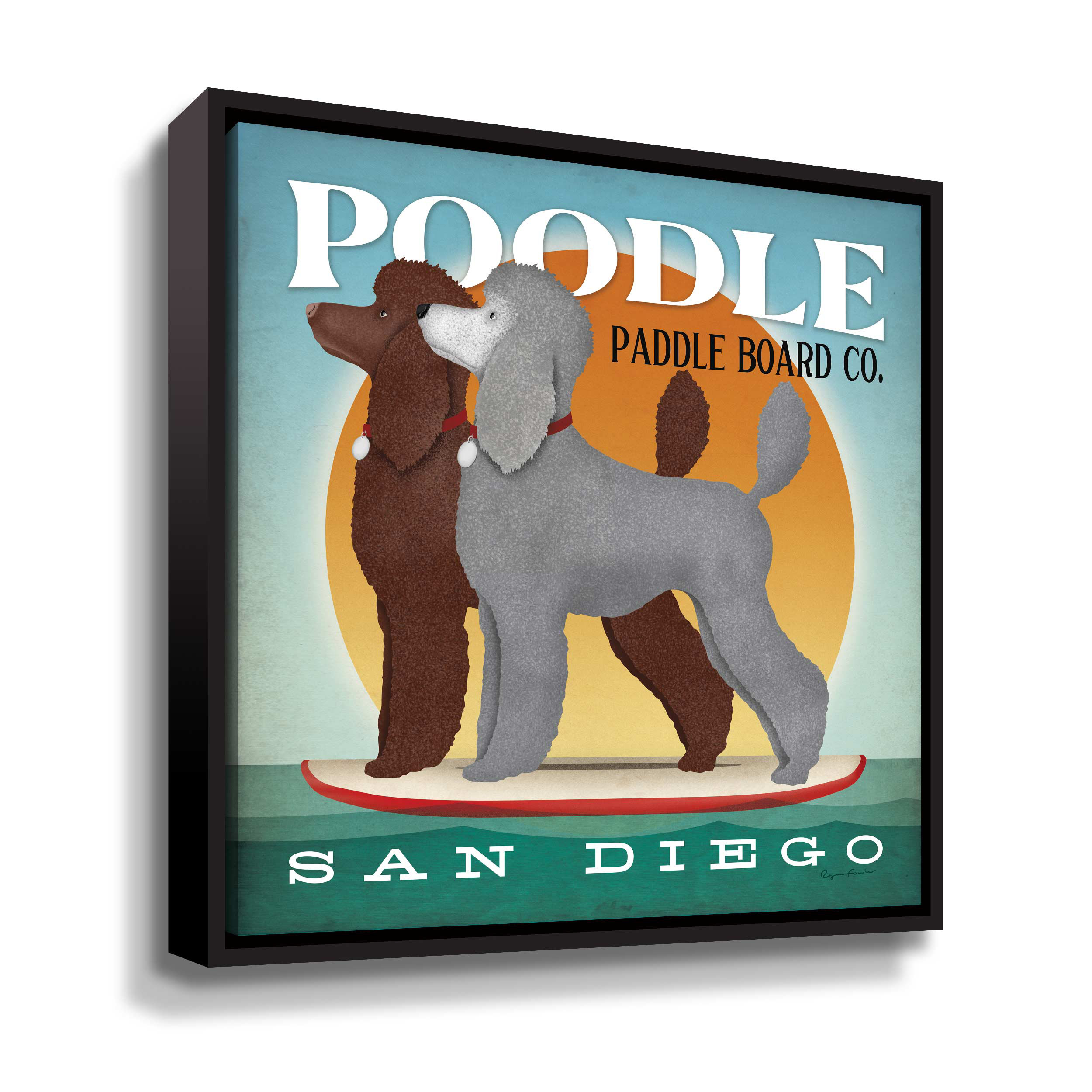 Winston Porter Double Poodle Paddle Board - Print on Canvas | Wayfair