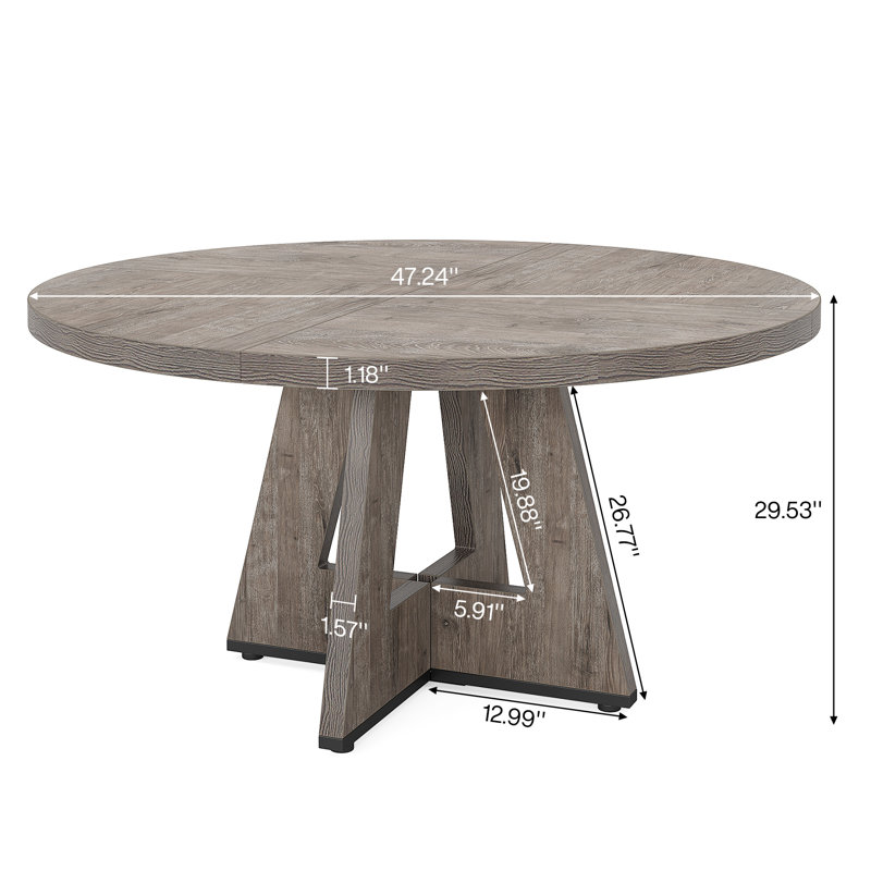 Ebern Designs 47 Inch Round Dining Table for 4 Farmhouse Kitchen Table ...