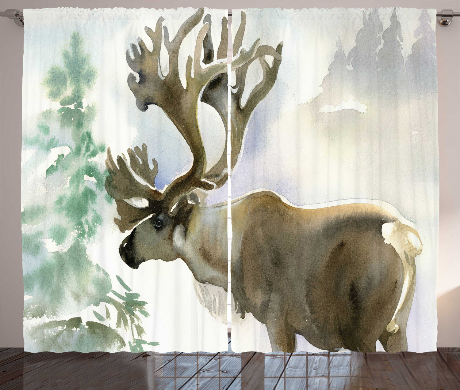 East Urban Home Antlers Semi-Sheer Rod Pocket Curtain Panels | Wayfair