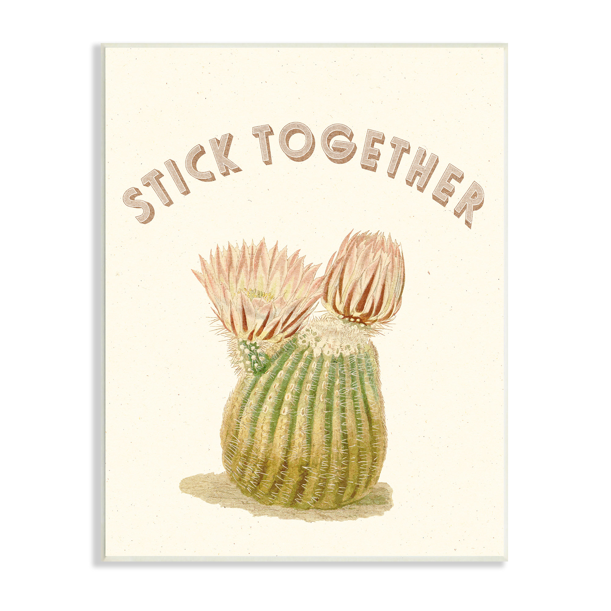Stupell Industries Stick Together Retro Typography Floral Cactus ...