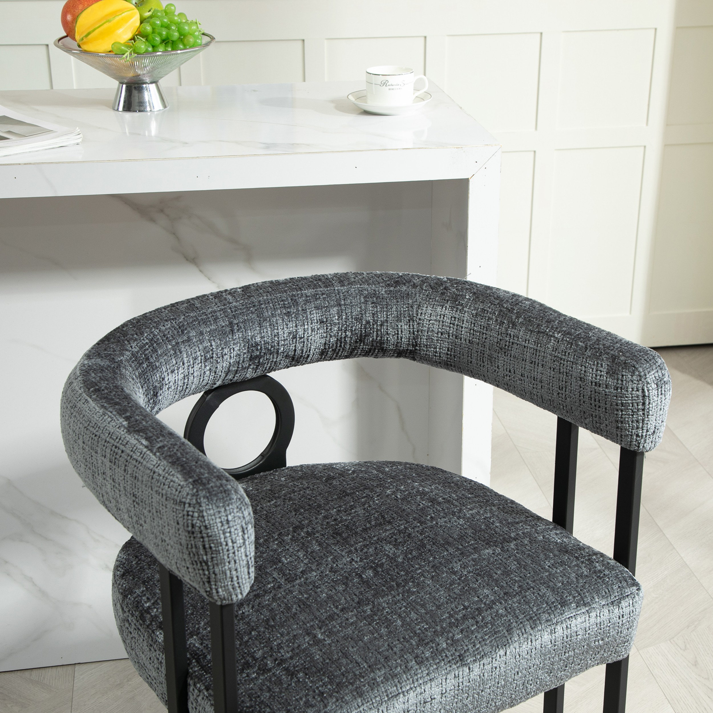 Brayden Studio® Modern style chenille bar stools with backrests | Wayfair