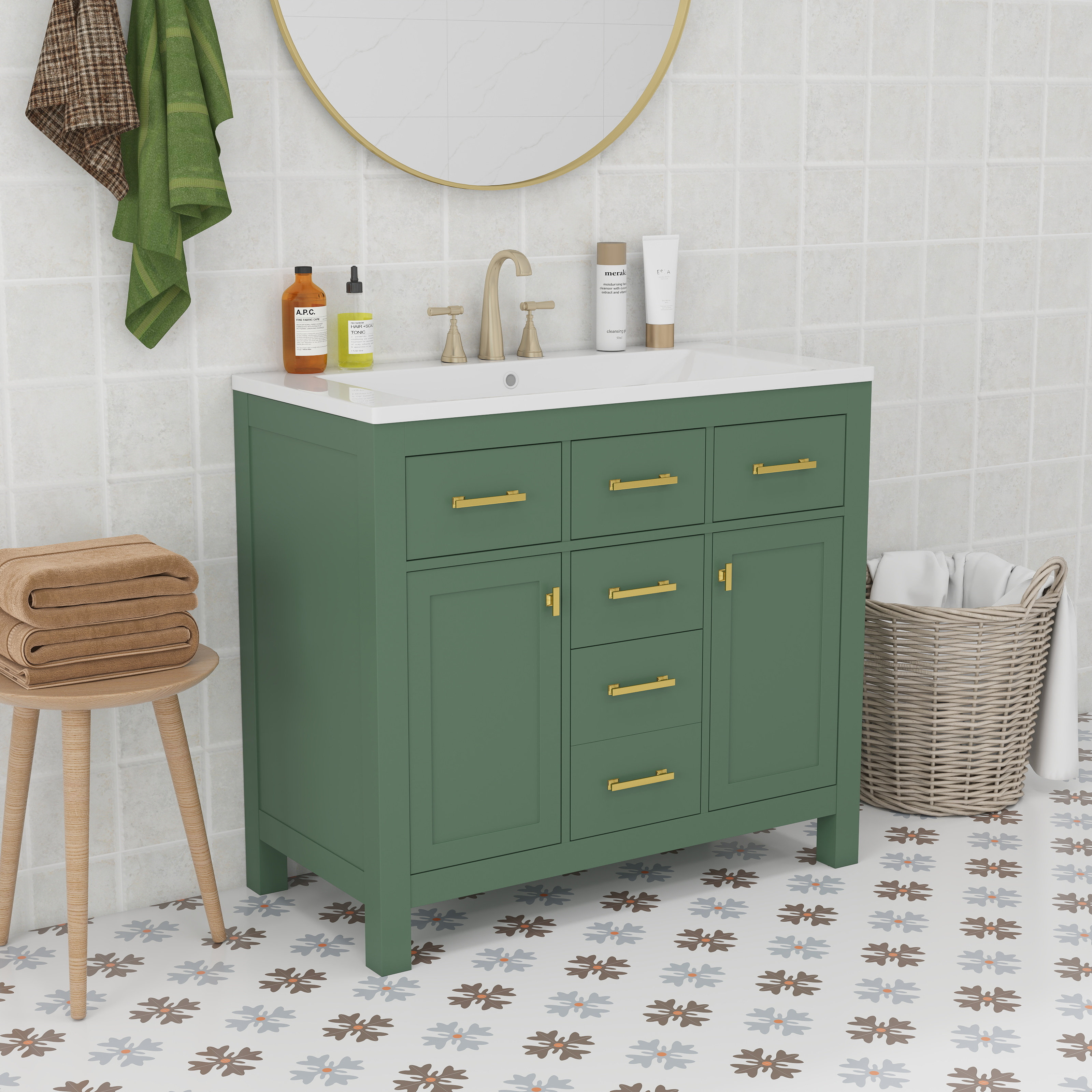 Mercer41 Ensemble de meuble-lavabo simple 36 po avec plateau Lilyahna - Wayfair Canada