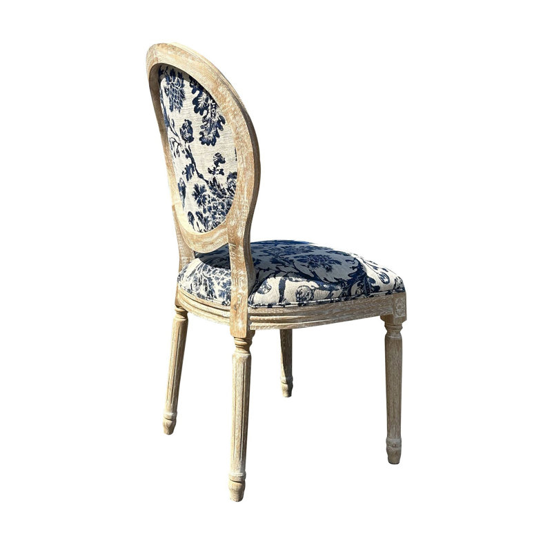 One Allium Way® Blue Fowl & Fruit Jacquard Dining Chair | Wayfair