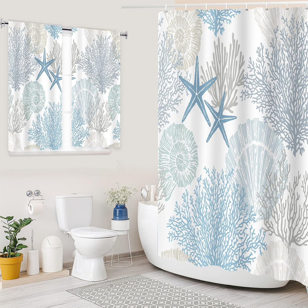 Rosecliff Heights Fabric Shower Curtain with Window Curtain Sets 2 Pcs ...