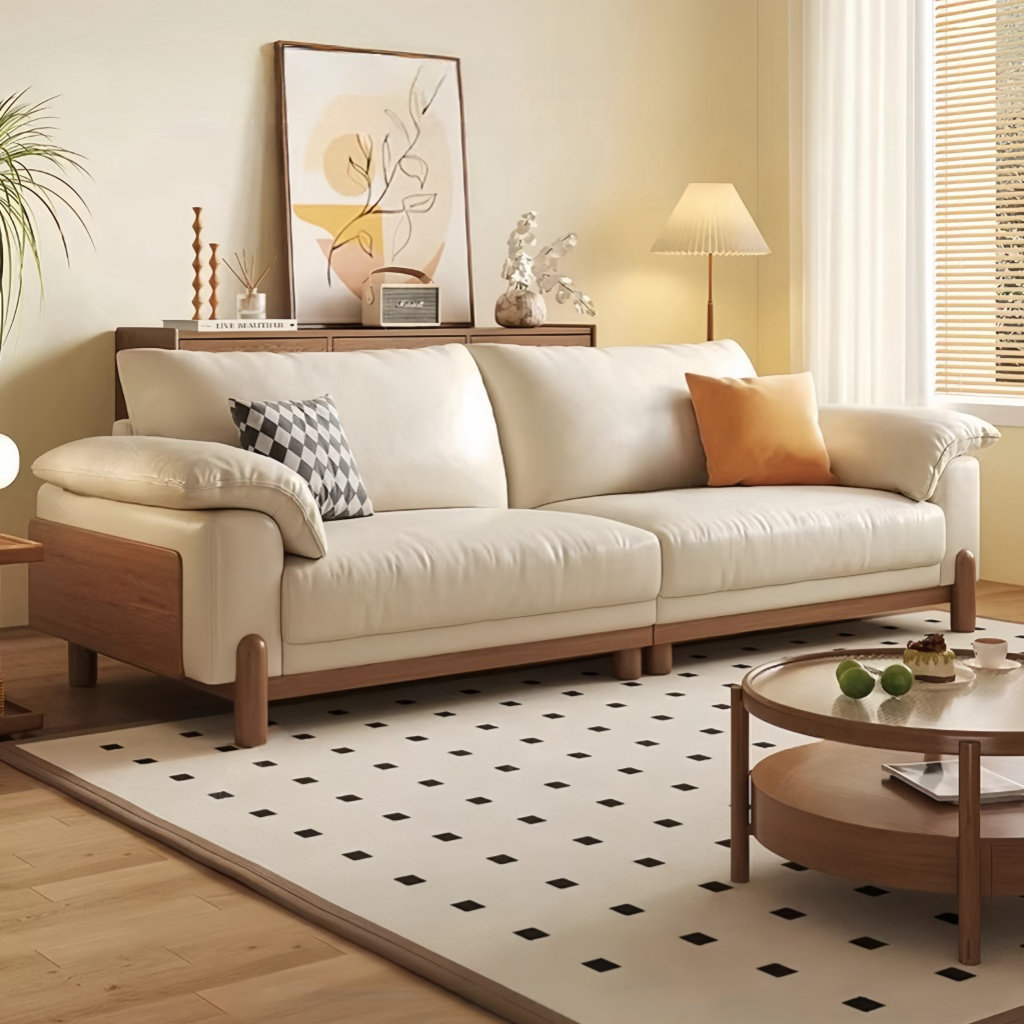 Lifton Simple Solid Wood White Sofa 94.49'' Sofa | Wayfair