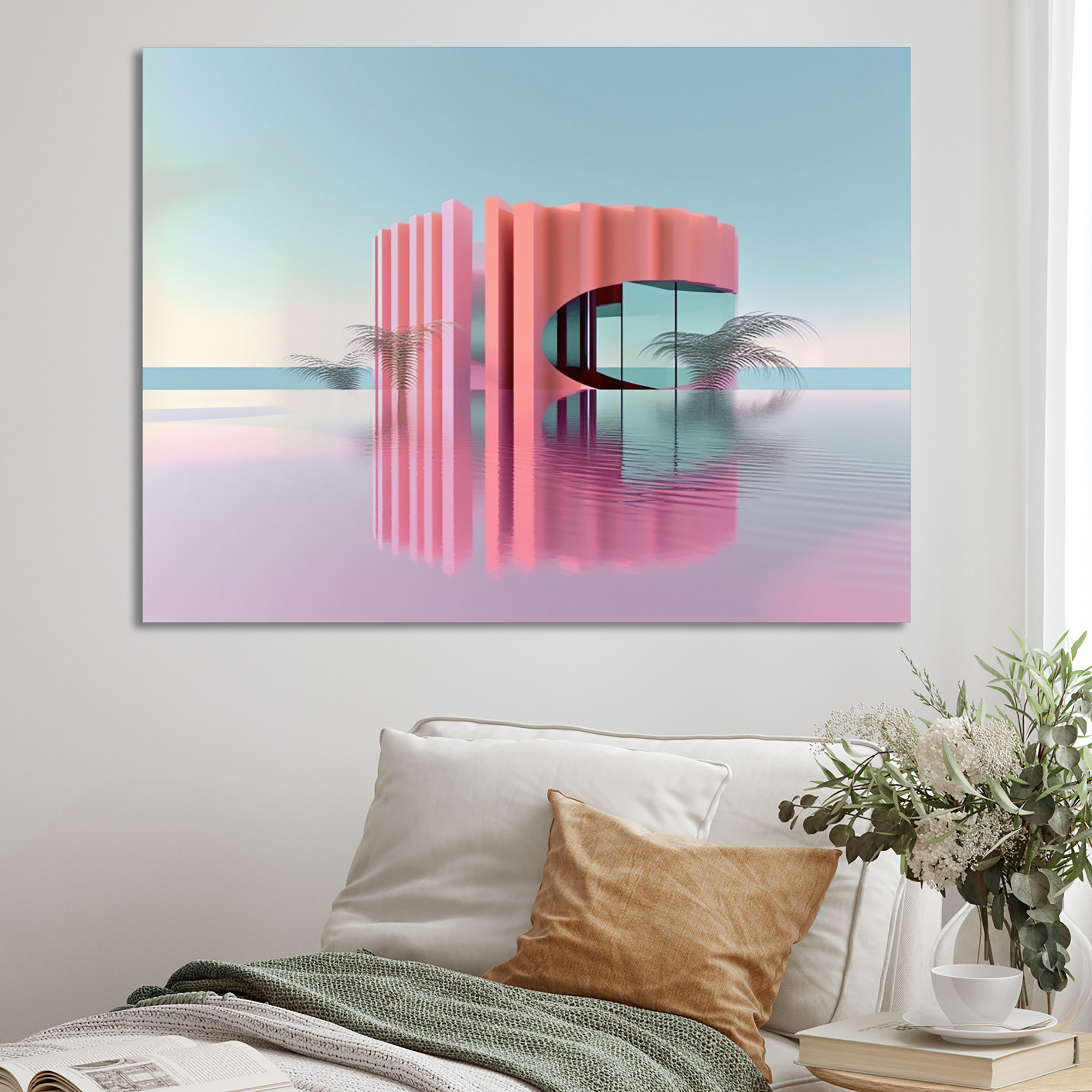 Ebern Designs Futuristic Minimal Pink Architecture On Canvas Print ...