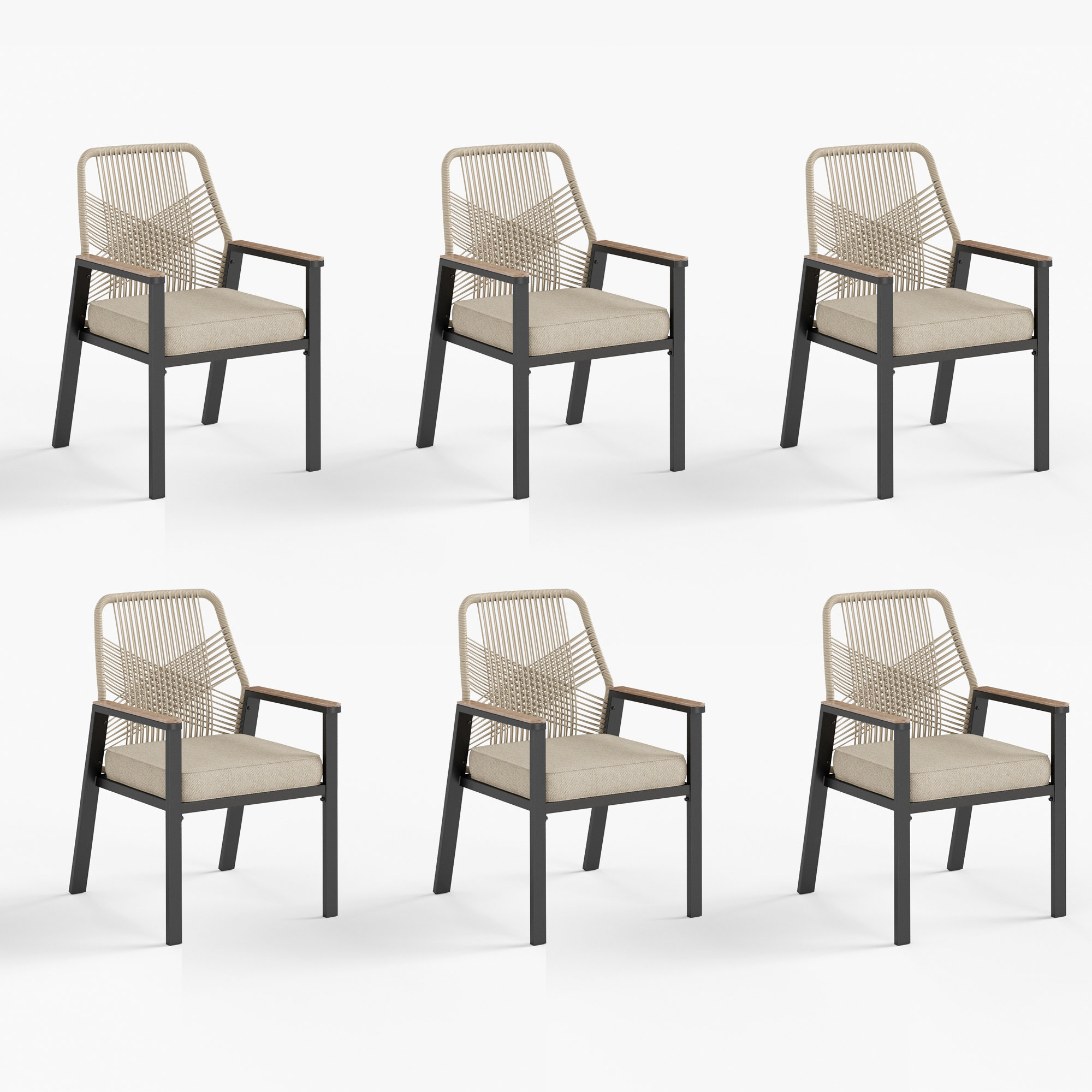 Bayou Breeze Dayshanay Patio Dining Chair Metal Rattan Chairs (Set Of 6 ...