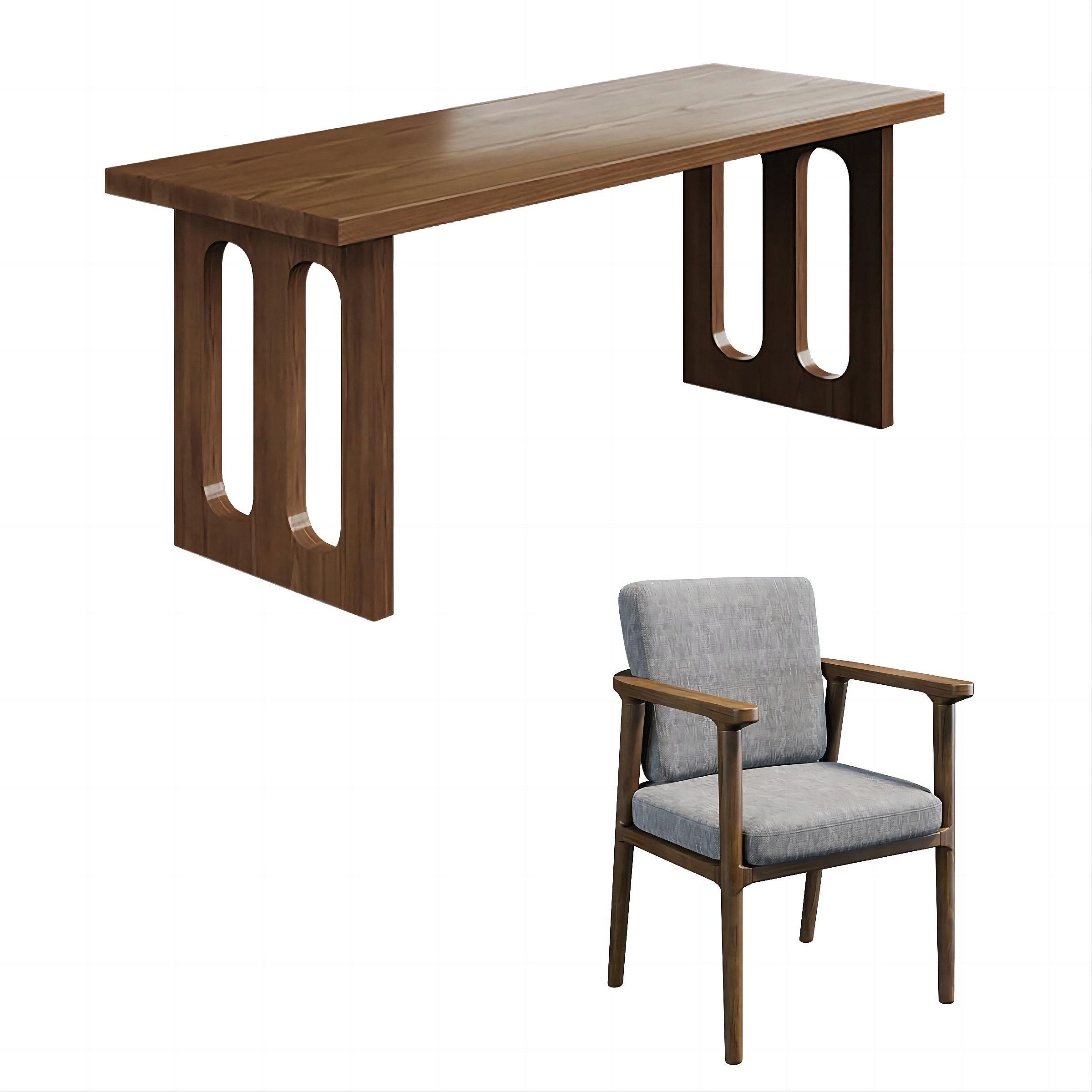 Hokku Designs Hebrides 2 Solid Wood Desk And Chair Set Office Set with ...