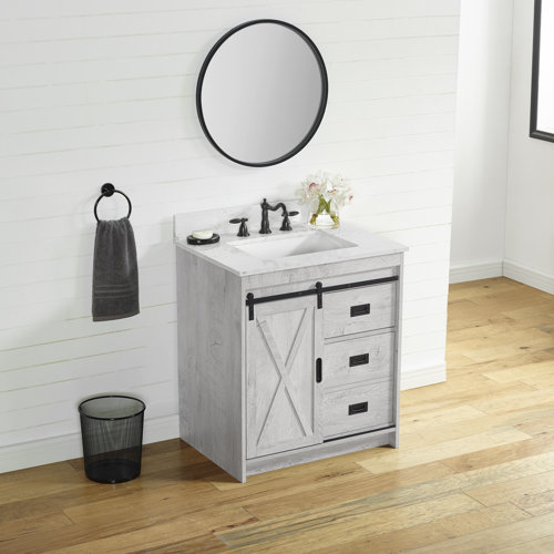 Sand & Stable Jillian 30'' Single Bathroom Vanity with Engineered Stone ...