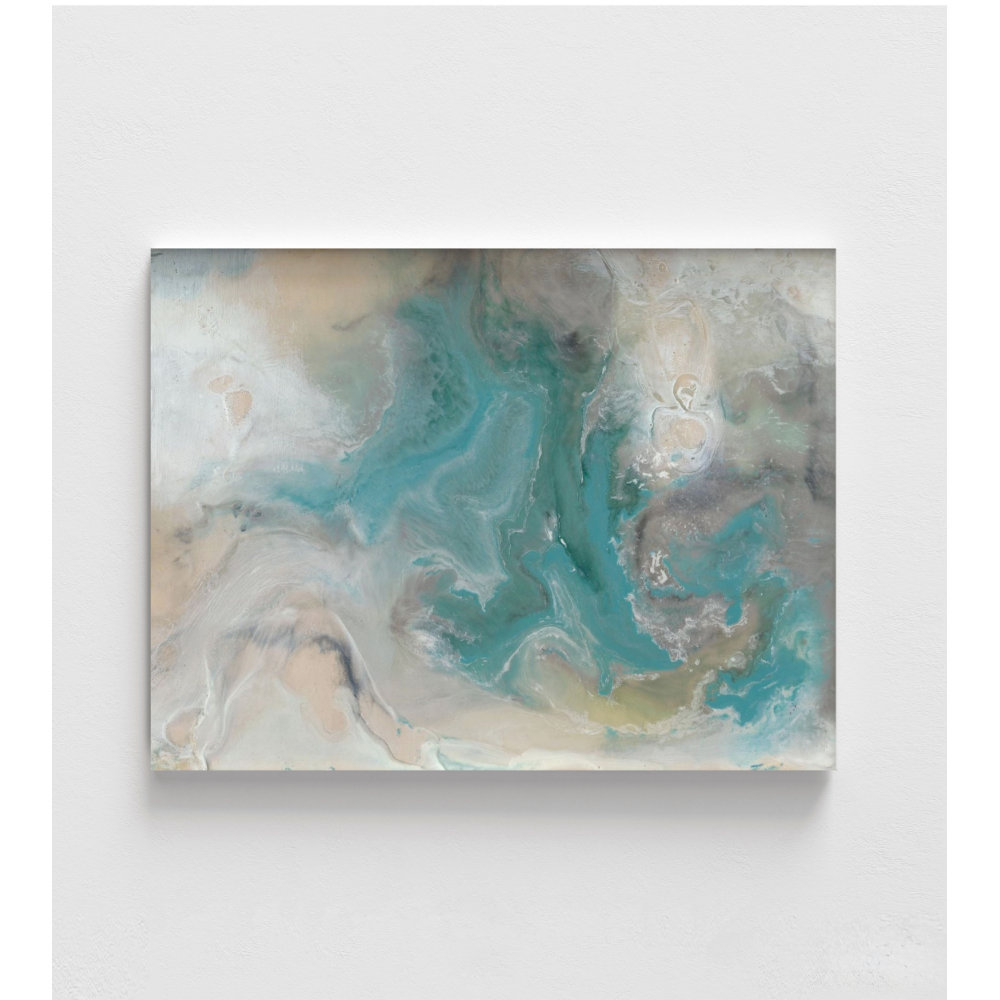 WeFrameArt Bright Blue And Gray Abstract Wall Print, Framed Extra Large ...