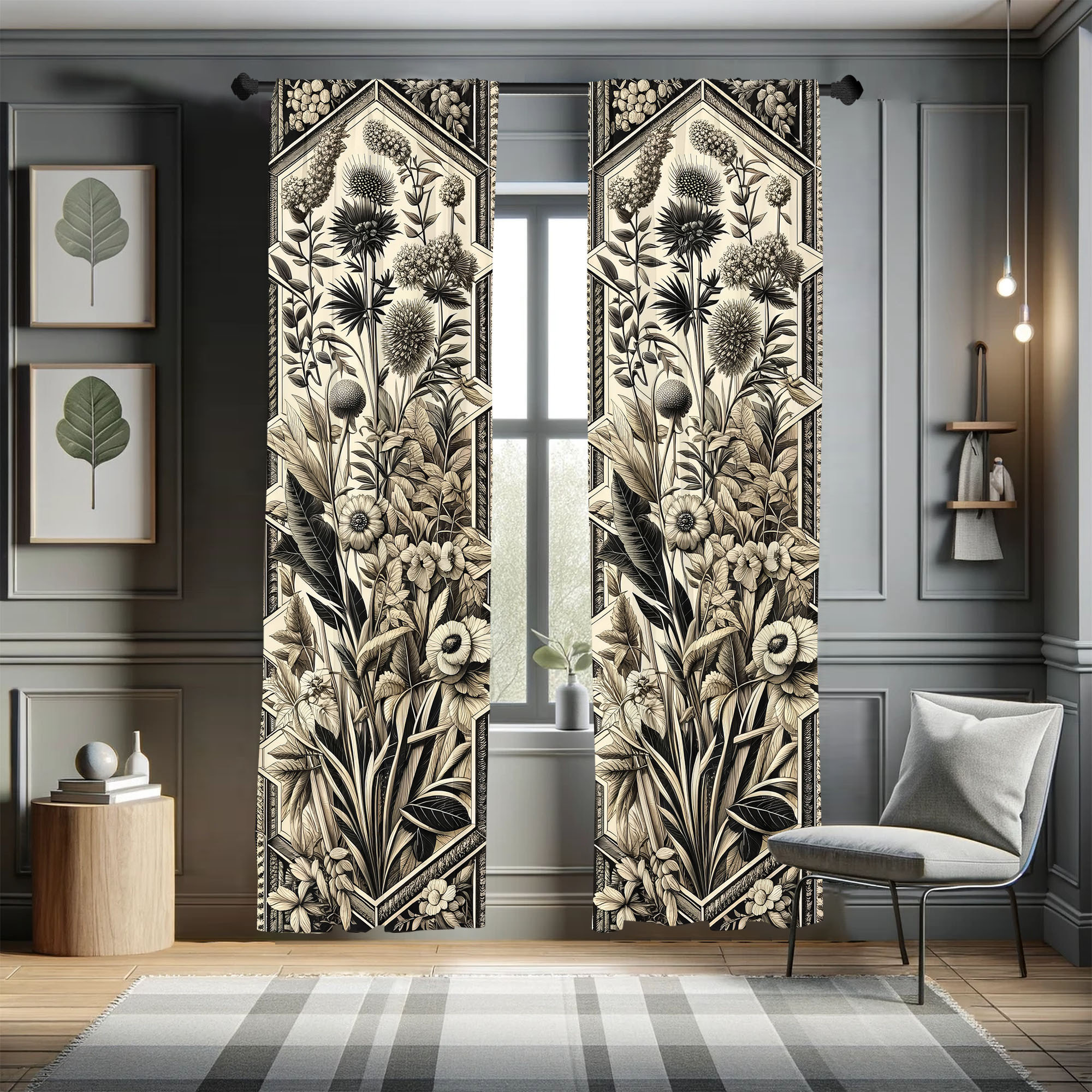 East Urban Home Botanical Art Curtains 2 Panel Set Pair of Eggshell ...
