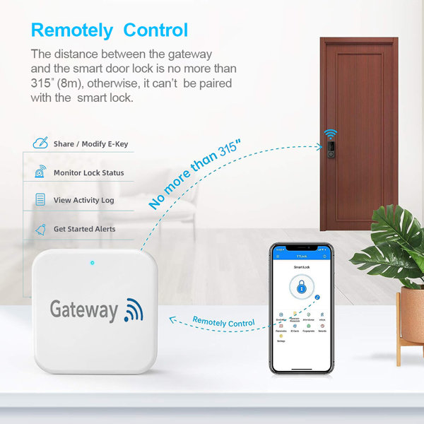 Secusly WIFI Smart Door Lock Electronic Lock with Gateway | Wayfair