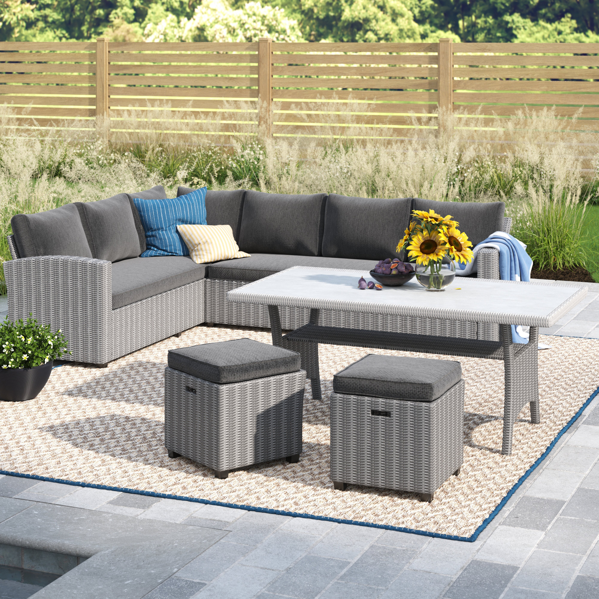 Sand & Stable™ Jett 6 - Person Wicker / Rattan Outdoor Sofa Seating ...