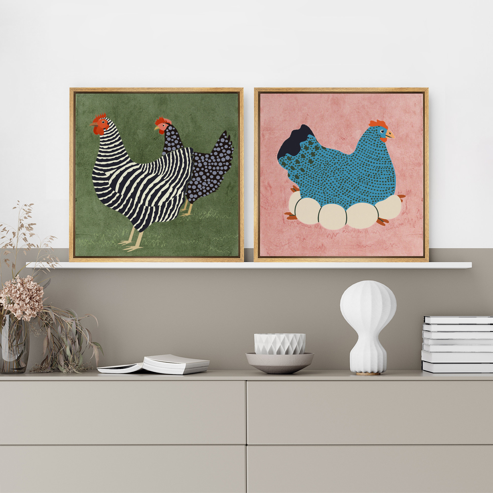wall26 Abstract Wall Art Cute Chicken Hen Farm Poster Prints Minimalist ...