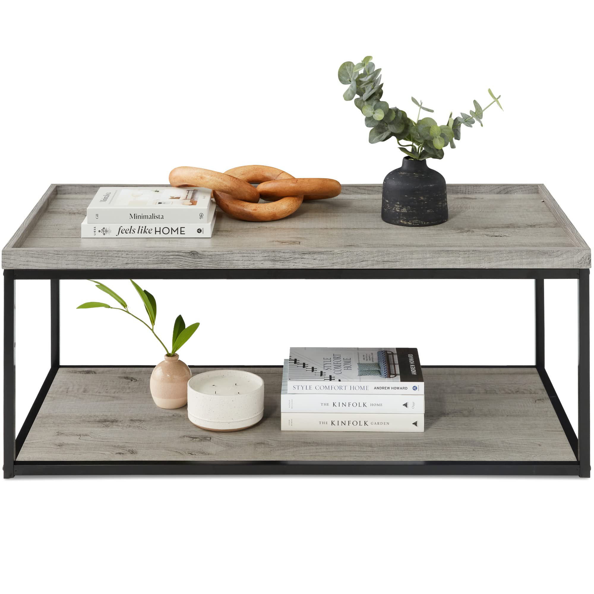 17 Stories 44In 2-Tier Rectangular Tray Top Coffee Table | Wayfair