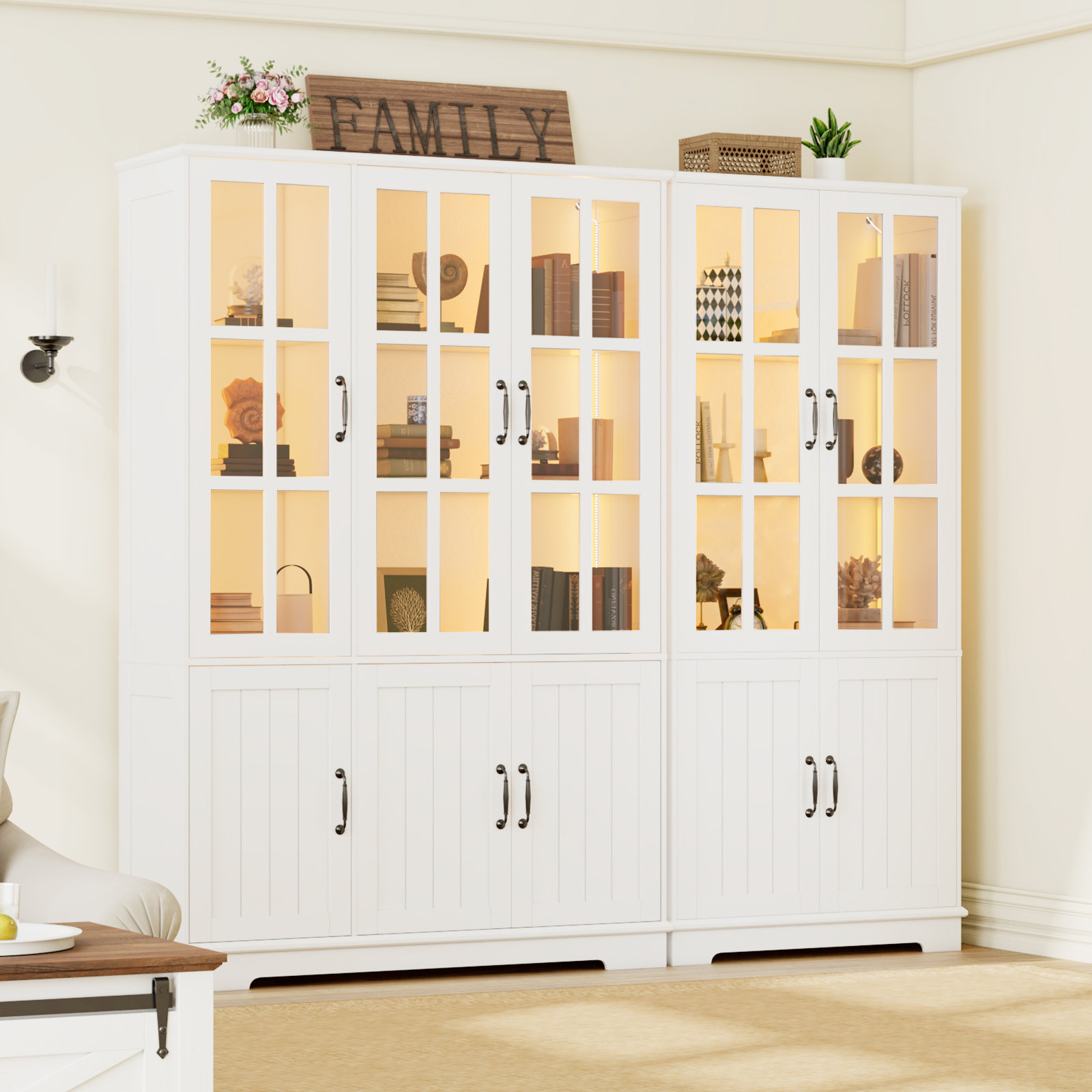 Wildon Home® 71" Led Storage Cabinet, Display Cabinet With Door, 4 ...