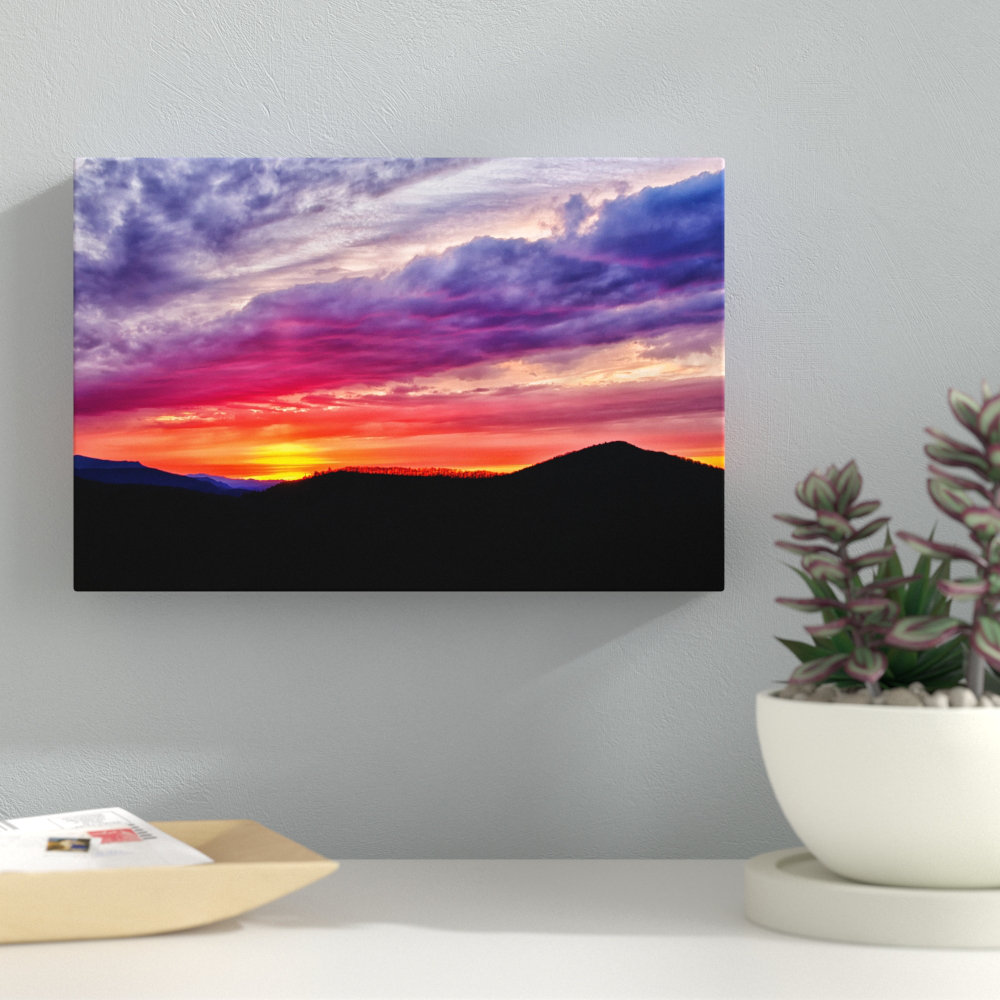 Ebern Designs 'Blue Ridge Sunset' Graphic Art Print on Canvas | Wayfair