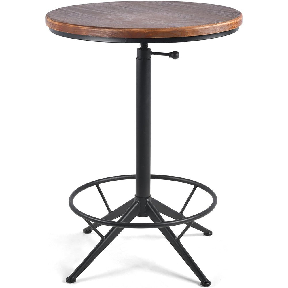 17 Stories Bar Table, Adjustable Bar Height, Dia Swivel Round Wood Top ...