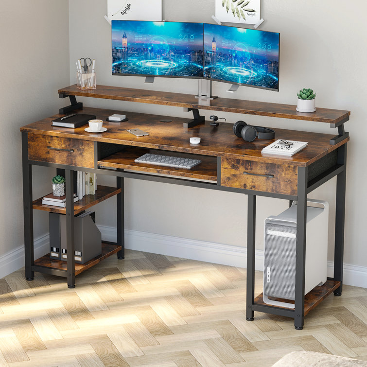 17 Stories Harbe Metal Base Computer Desk & Reviews | Wayfair