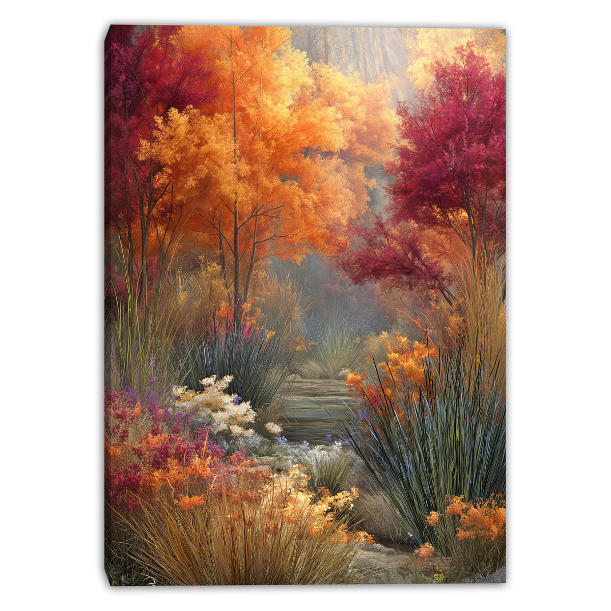 Union Rustic «Golden Autumn Forest Stream», art mural sur toile tendue ...