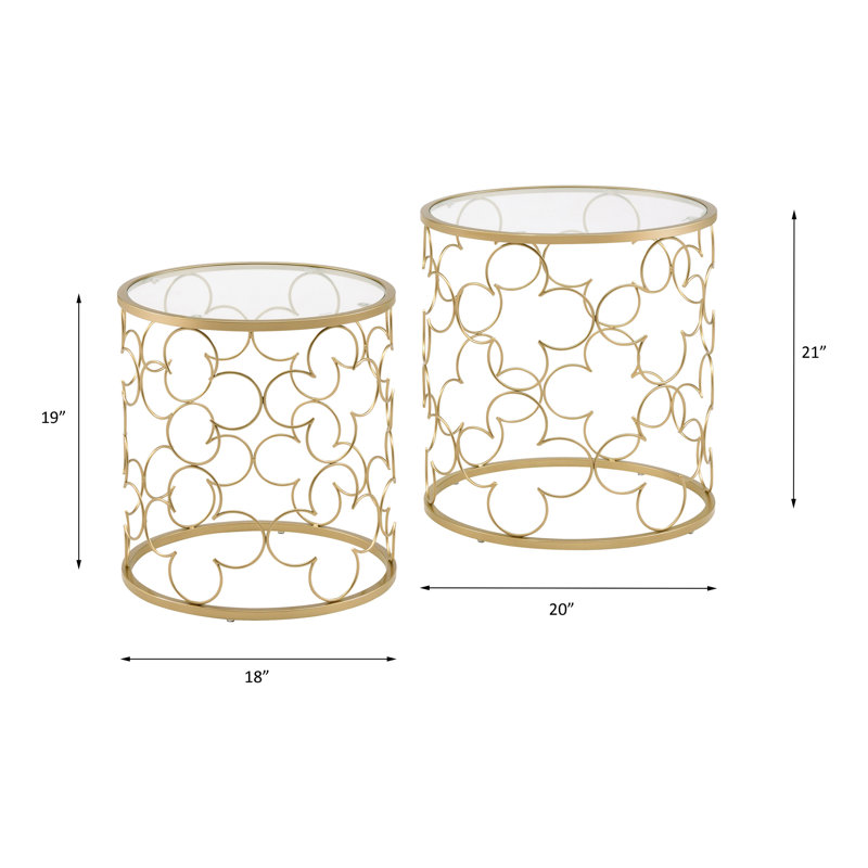 Rosdorf Park Grason Two Pieces Of Nesting Coffee Table Set With Clear ...