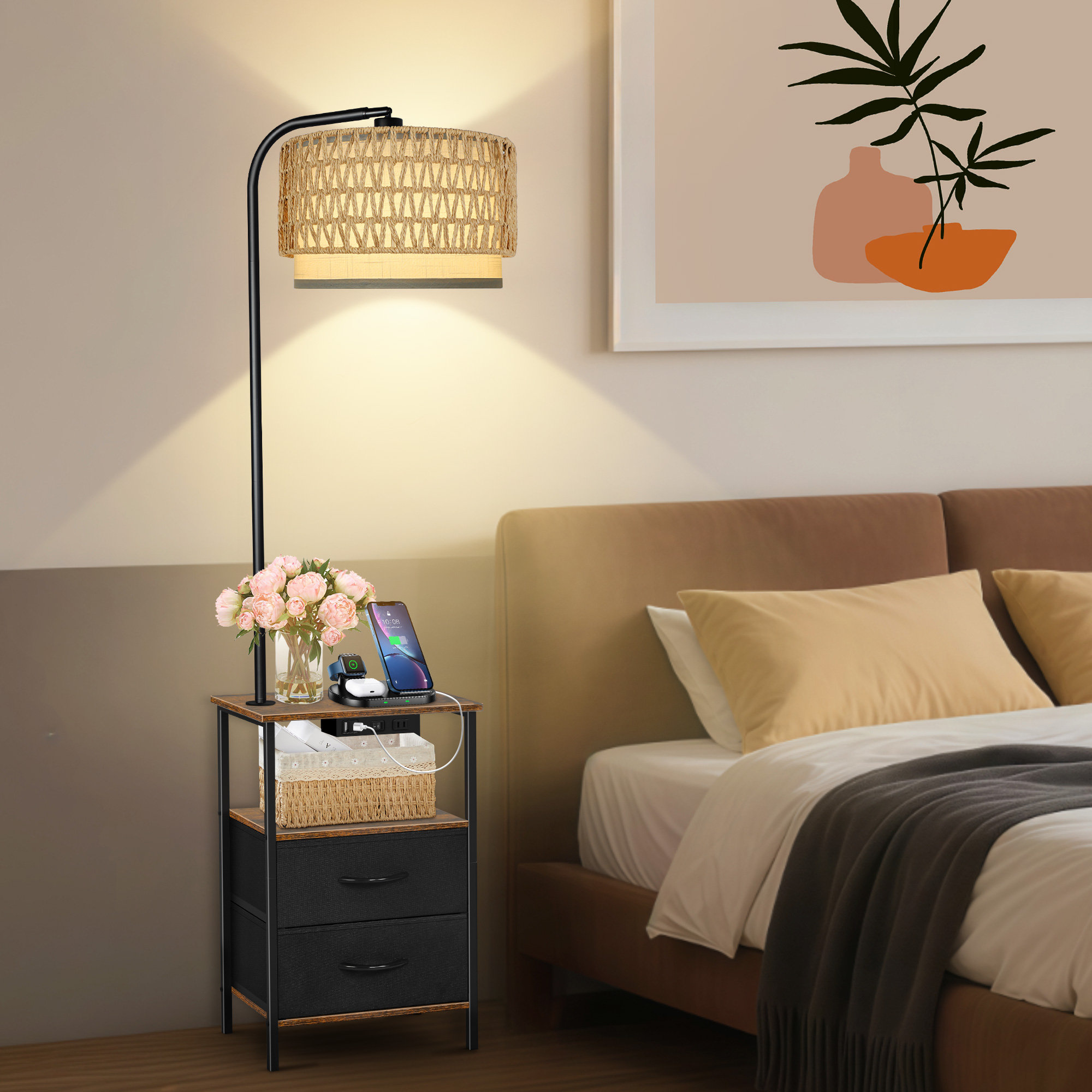 Bay Isle Home™ Lampe sur pied 63,19 "avec table et table de bout à ...