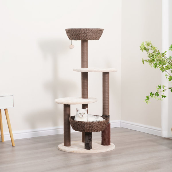 PetPals 5-Level Large Cat Tree with Scratching Posts, Baskets, Cushions ...