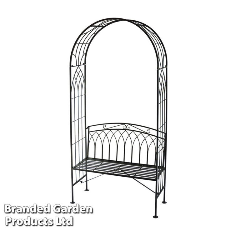 Garden Gear Wrought Iron Garden Arch Bench Arbour in Black | Wayfair.co.uk