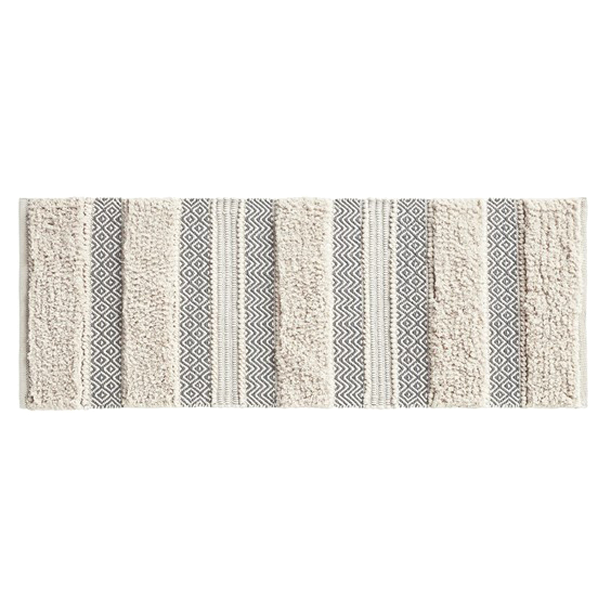 Dakota Fields Woven Texture Stripe Bath Rug Grey 22X58 | Wayfair