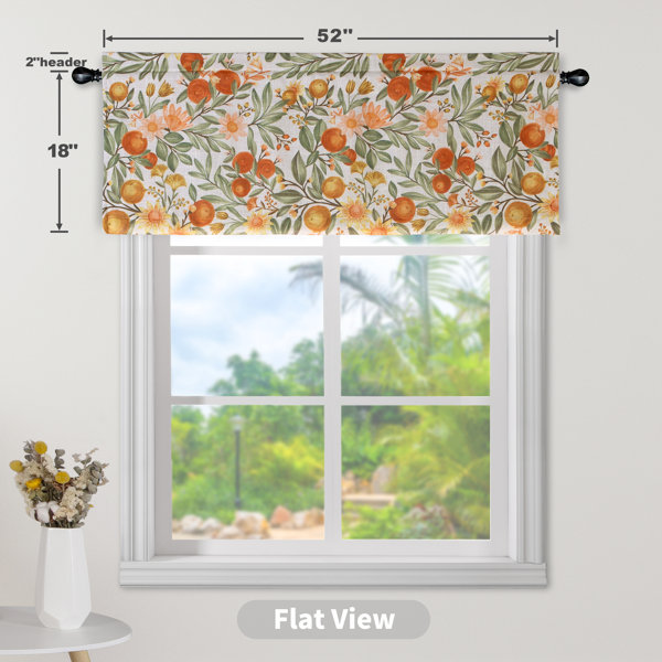 Rosalind Wheeler Orange Floral Linen Blend Room Darkening Valance For ...