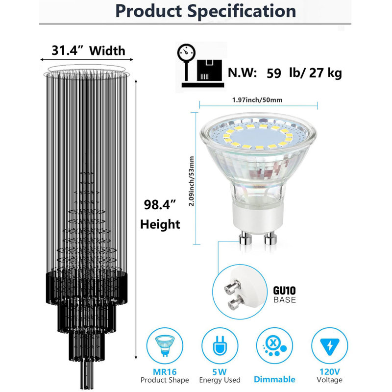 Rosdorf Park Glam Crystal Chandelier With Led Dimmable Bulbs | Wayfair