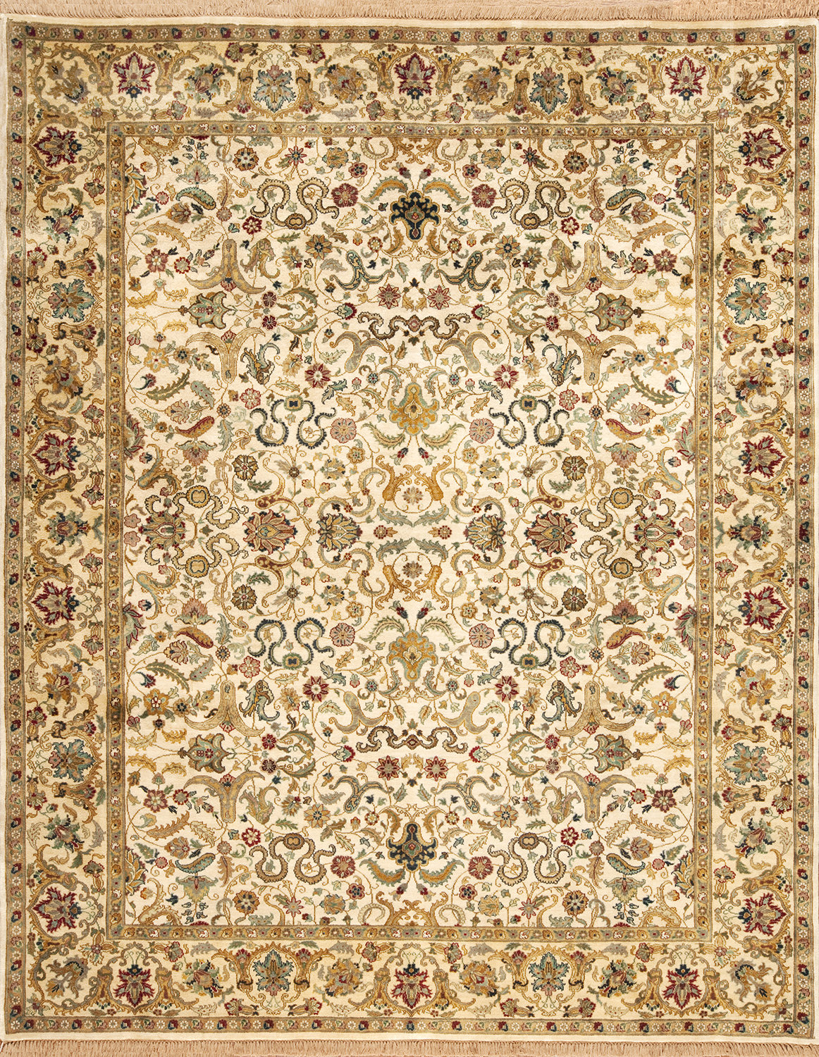 Samad Rugs Golden Age Oriental Hand Knotted Wool Ivory/Yellow Area Rug ...