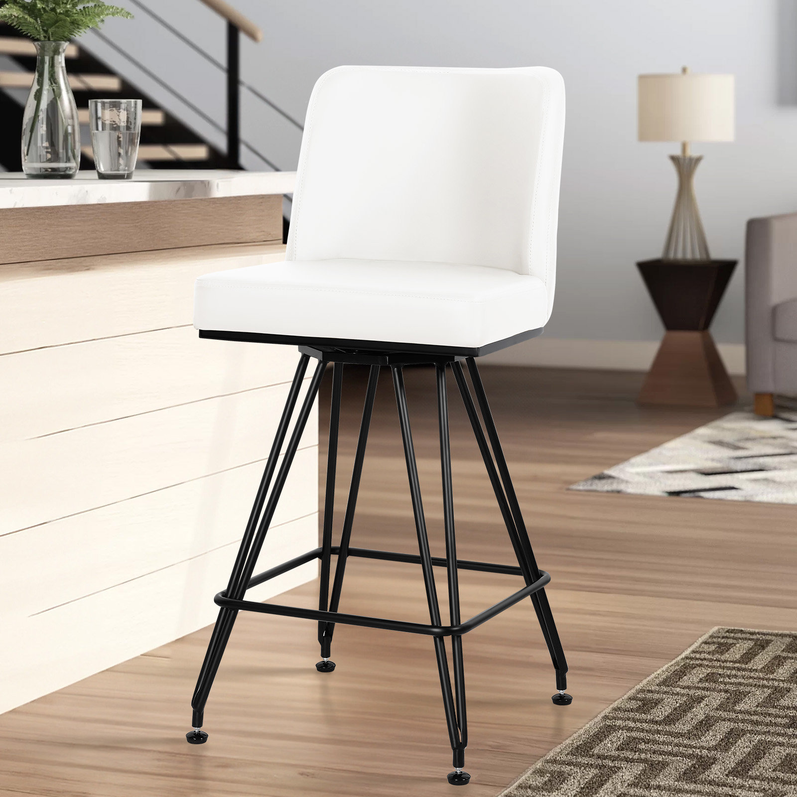 George Oliver Eila 26" Swivel Upholstered Counter Stool | Wayfair