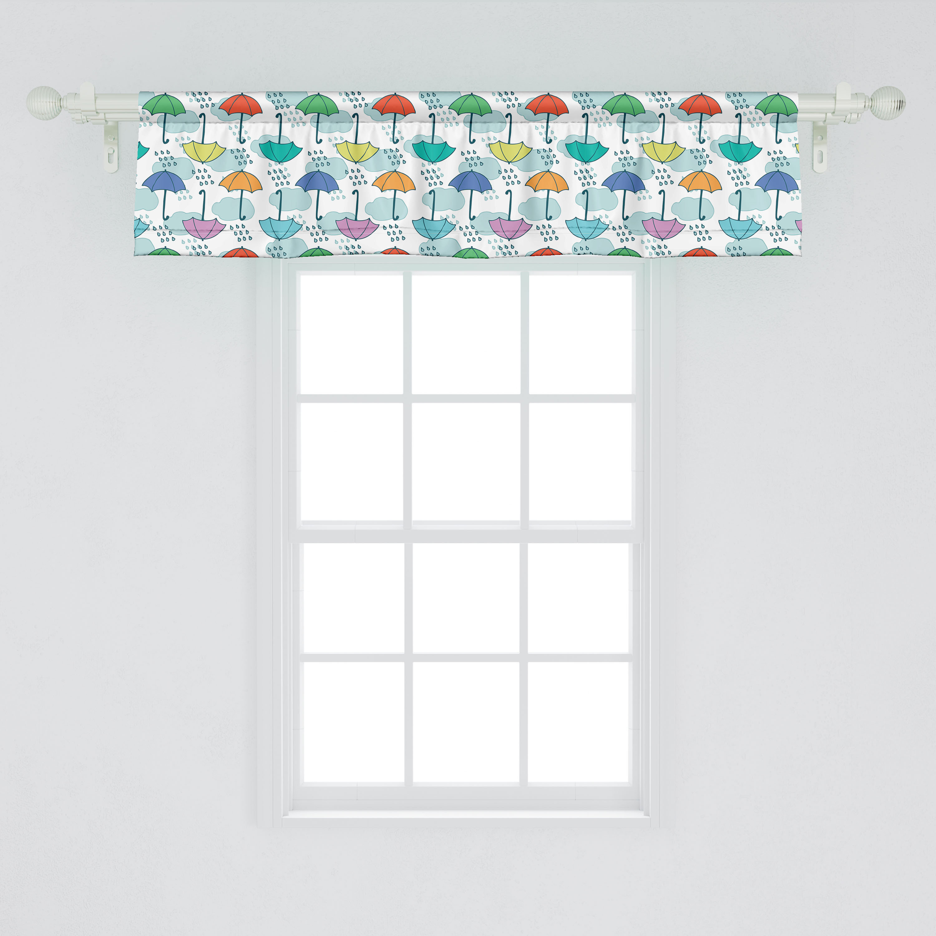 Ambesonne Umbrella Valance Pack of 2 Parasol Pattern in Rain Multicolor ...